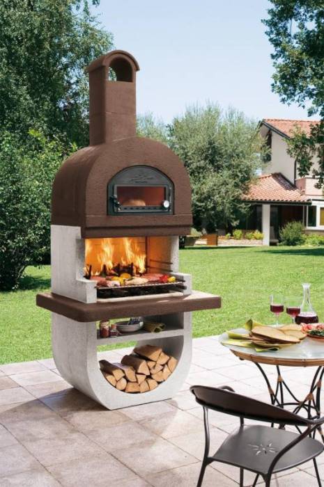 Grillkamin mit Pizzaofen für den Garten